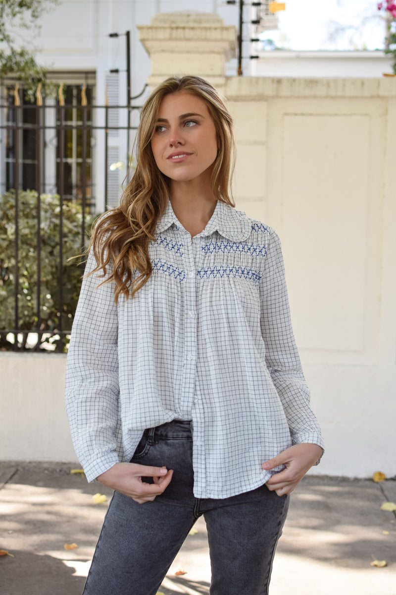 CAMISA WHITE BLUE – ALANA SHOES